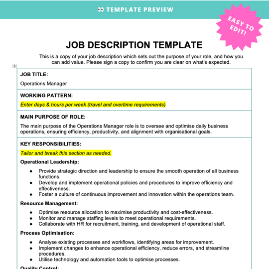 Operations Manager Job Description Template – Modern HR